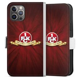 DeinDesign iPhone 12 Pro Handy Klapph&uuml;lle Handyh&uuml;lle aus Kunst Leder wei&szlig; Flip Case 1. Fc Kaiserslautern Official Licensed Product Logo Sideflip mit Lasche