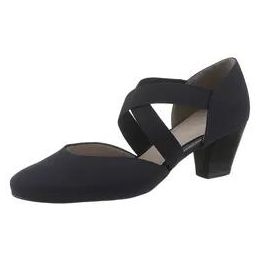 Spangenpumps Ara "TOULOUSE", Damen, Gr. 7,5 (41,5), blau (dunkelblau), Textil, unifarben, Schuhe Spangenpumps, Abendschuh, Festtagsschuh, Trichterabsatzmit elastischen Riemchen