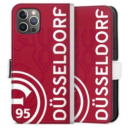 DeinDesign iPhone 12 Pro Handy Klapph&uuml;lle Handyh&uuml;lle aus Kunst Leder wei&szlig; Flip Case Lettering F95 Fortuna D&uuml;sseldorf Sideflip mit Lasche
