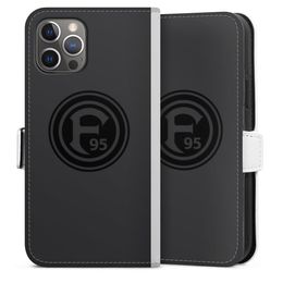 DeinDesign iPhone 12 Pro Handy Klapph&uuml;lle Handyh&uuml;lle aus Kunst Leder wei&szlig; Flip Case F95 Fortuna D&uuml;sseldorf Logo Sideflip mit Lasche