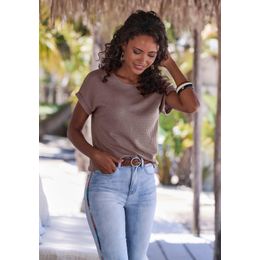 Vivance Damen Kurzarmshirt, taupe, Gr&ouml;&szlig;e 32/34