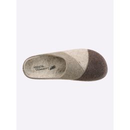 WITT Herren Pantoffel aus Filz, innen mit Wollsohle, beige-gemustert, Gr&ouml;&szlig;e 41