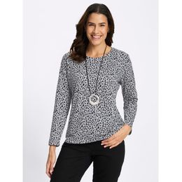 WITT WEIDEN Print-Shirt in hellgrau-schwarz-bedruckt | Gr.: 52