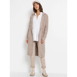WITT Damen Strickjacke in Longform, beige-ecru-meliert, Gr&ouml;&szlig;e 38