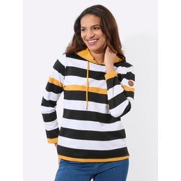 WITT Damen Sweatshirt in innen angerauter Qualit&auml;t, ocker-schwarz-geringelt, Gr&ouml;&szlig;e 36