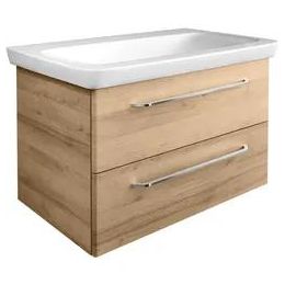Waschtisch Fackelmann "Waschplatz-Set MILANO", braun (korpus und front optik asteiche, optik asteiche), B:88,3cm H:56,2cm T:54cm, Waschtische, Waschtisch, 2-teilig