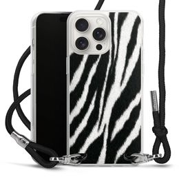 DeinDesign iPhone 15 Pro Max Handy Carry Case H&uuml;lle mit Band Handykette zum Umh&auml;ngen schwarz Zebra Fur Muster Carry Case
