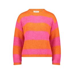 Cartoon Strickpullover mit Rundhalsausschnitt in Orange/Pink | Gr.: 40