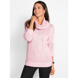 WITT Damen Rollkragenpullover mit Struktur-Strickmuster, hellros&eacute;, Gr&ouml;&szlig;e 40