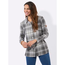WITT Damen Flanellbluse mit Seitenschlitzen, graphit-steingrau-kariert, Gr&ouml;&szlig;e 40