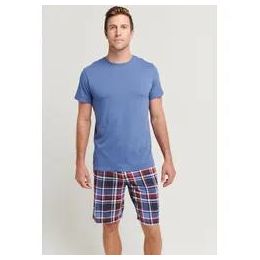 Shorty Jockey "Everyday", Herren, Gr. 3XL, blau (blau check), Single Jersey, Obermaterial: 50% Baumwolle, 50% Modal, kariert, unifarben, bequem kurz, Rundhals, Homewear-Sets Shorty, Seitentaschen, Lockere Passform