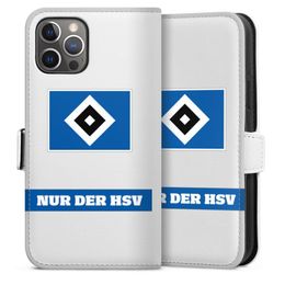 DeinDesign iPhone 12 Pro Handy Klapph&uuml;lle Handyh&uuml;lle aus Kunst Leder wei&szlig; Flip Case Hamburger Sv Statement Hsv Sideflip mit Lasche