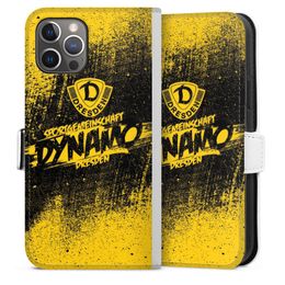DeinDesign iPhone 12 Pro Handy Klapph&uuml;lle Handyh&uuml;lle aus Kunst Leder wei&szlig; Flip Case Logo Official Licensed Product Sg Dynamo Dresden Sideflip mit Lasche