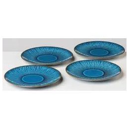 Speiseteller GIPFELST&Uuml;CK "Teller Set, Eisfall", blau, B:27cm &Oslash;:27cm, Steinzeug, Speiseteller, Speiseteller, Scandi-Style, gl&auml;nzende Reaktivglasur, jedes St&uuml;ck ein Unikat