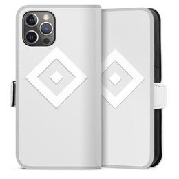 DeinDesign iPhone 12 Pro Handy Klapph&uuml;lle Handyh&uuml;lle aus Kunst Leder wei&szlig; Flip Case Hsv Hamburger Sv Coat Of Arms Sideflip mit Lasche