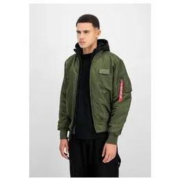 Bomberjacke Alpha Industries "MA-1 D-Tec", Herren, Gr. L, gr&uuml;n (schwarzgr&uuml;n, schwarz), Obermaterial: 100% Nylon, Futter: 100% Nylon, Kapuze: 75% Baumwolle, 25% Polyester, F&uuml;llung: 100% Polyester, Jacken Bomberjacke