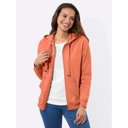 WITT Damen Sweatjacke mit K&auml;nguru-Taschen, papaya, Gr&ouml;&szlig;e 40
