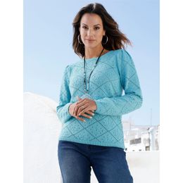 WITT Damen Langarm-Pullover mit glattem R&uuml;ckenteil, ozean, Gr&ouml;&szlig;e 36