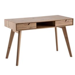 Schreibtisch mit 2 Schubladen Skandinavisch 120x55x77 cm MDF mit Eichen-Beinen Eichenoptik Staufach & Ergonomisch KADIMA DESIGN