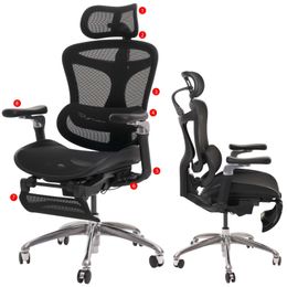 SIHOO B&uuml;rostuhl, Schreibtischstuhl Drehstuhl, ergonomisch, Lordosenst&uuml;tze Fu&szlig;st&uuml;tze 6D-verstellbare Armlehnen schwarz