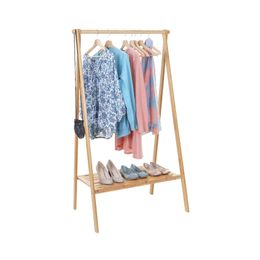 Standgarderobe MCW-B82, Kleiderst&auml;nder Garderobe Garderobenst&auml;nder, Bambus klappbar 150x84x57cm