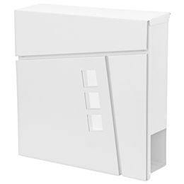 Briefkasten MCW-B29, Wandbriefkasten Postkasten Zeitungsfach, pulverbeschichtet ~ wei&szlig;