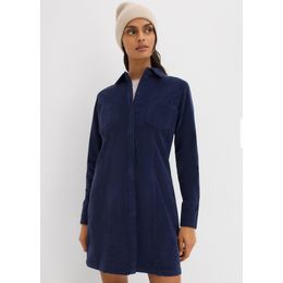 bonprix Figurbetontes Cordkleid, blau, Gr.42, Circular Collection - Mit Bio-Baumwolle f&uuml;r den Recycling-Kreislauf designt, aus Cord