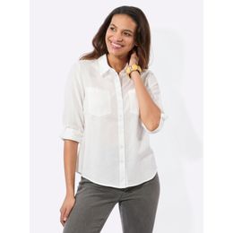 WITT Damen Flanellbluse mit Karomuster-Details, ecru, Gr&ouml;&szlig;e 38