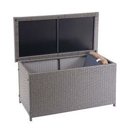 Poly-Rattan Kissenbox MCW-D88, Gartentruhe Auflagenbox Truhe ~ Basic grau, 51x100x50cm 170l