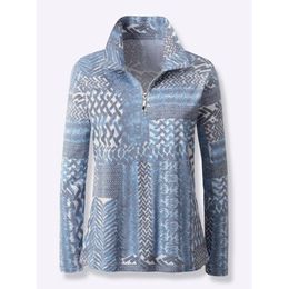WITT WEIDEN Winter-Shirt in bleu-grau-bedruckt | Gr.: 40