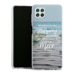 DeinDesign Galaxy A22 4G Handy Silikon H&uuml;lle Case transparent Handyh&uuml;lle Statement Beach Spruch Silikon Case
