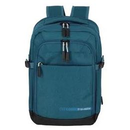 Laptoprucksack Travelite "KICK OFF Reiserucksack", Gr. B/H/T: 25cm x 40cm x 20cm, blau (petrol), Polyester, unifarben, Basic, Rucks&auml;cke Laptoprucksack