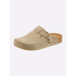 MUBB Damen Clog aus Leder, beige, Gr&ouml;&szlig;e 36