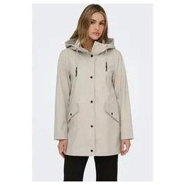 Kurzmantel Only "ONLELISA RAINCOAT OTW NOOS", Damen, Gr. M, beige (silber lining), Web, Obermaterial: 100% Polyester, unifarben, Po-bedeckend, M&auml;ntel Kurzmantel, beschichtete Qualit&auml;t