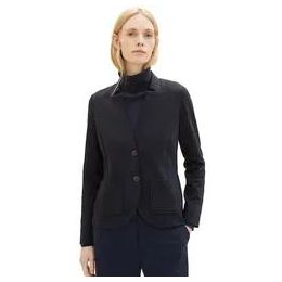 Sweatblazer Tom Tailor "Fied", Damen, Gr. XXXL(46), blau (sky captain blau), Jersey, Obermaterial: 54% Baumwolle, 43% Polyester, 3% Elasthan, unifarben, tailliert taillenbedeckt, V-Ausschnitt, Blazer, mit aufgesetzten Taschen und Struktur