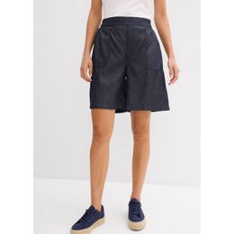 bonprix Schlupf-Shorts mit k&uuml;hlendem Leinenanteil, blau, Gr.52, Weit geschnittene Shorts in Bermuda-L&auml;nge mit teil-elastischem Komfortbund, aus Leinen
