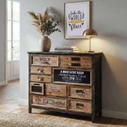 Apotheker-Schrank MCW-A43, Kommode, Tanne Holz massiv Vintage Shabby-Look 90x90x32cm