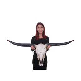 Deko Sch&auml;del 132cm MCW-A14, Polyresin Stier Bulle Longhorn Kopf Troph&auml;e, In-/Outdoor ~ naturfarben