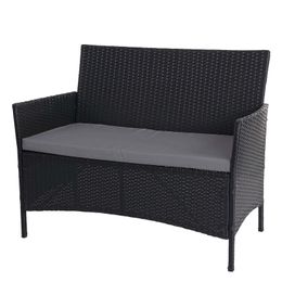 MCW Poly-Rattan Gartenbank Hamar, Sitzbank Bank ~ anthrazit, Kissen anthrazit