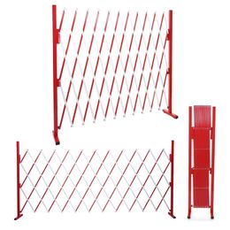 Absperrgitter MCW-B34, Scherengitter Zaun Schutzgitter ausziehbar, Alu rot-wei&szlig; ~ H&ouml;he 153cm, Breite 36-300cm