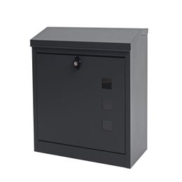 XXL Briefkasten MCW-H26, Firmenbriefkasten Postkasten, abschlie&szlig;bar pulverbeschichtet 52x44x25cm ~ anthrazit-schwarz