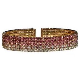 Armband Steuer "Strass-Armspange pink/rosa", gelb (gelb, rosa), Armb&auml;nder, Damen, 18cm, Metall, gl&auml;nzend, Armband