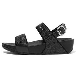 Keilsandalette fitflop "LULU GLITTER BACK-STRAP SANDALS", Damen, Gr. 36, schwarz (schwarz glitzer), Synthetik, Textil, Schuhe, Sommerschuh, Sandale, Keilabsatz, mit funkelnden Riemchen