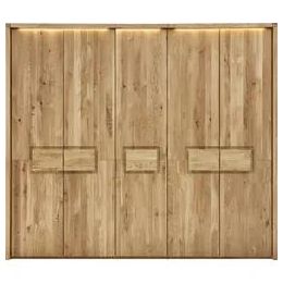 Kleiderschrank Home Affaire "Ambroise, aus Wildeiche, inkl. Passepartout", braun (wildeiche), B:257cm H:226cm T:62cm, Massivholz, Schr&auml;nke, Kleiderschrank, Massivholz-Kleiderschrank, im 50 cm Raster planbar