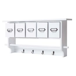 Garderobe MCW-C49, Wandgarderobe Wandregal, Vintage mit 5 Schubladen 32x65x13cm ~ wei&szlig;