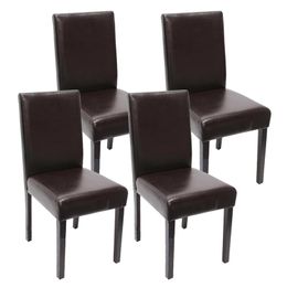 MCW 4er-Set Esszimmerstuhl Stuhl K&uuml;chenstuhl Littau MVG-zertifiziert ~ Kunstleder, braun dunkle Beine