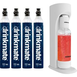 Drinkmate OmniFizz Sprudelwasser- und Sodabereiter, mit vier 425g CO2-Flaschen, Klassisches Wei&szlig;