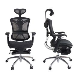 SIHOO B&uuml;rostuhl Schreibtischstuhl, ergonomisch, Fu&szlig;st&uuml;tze verstellbare Lordosenst&uuml;tze ~ schwarz
