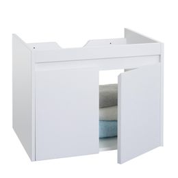 Waschbeckenunterschrank MCW-L86, Badezimmer Waschtisch Unterschrank, MVG Melamin 2 T&uuml;ren 48x59x46cm ~ wei&szlig;