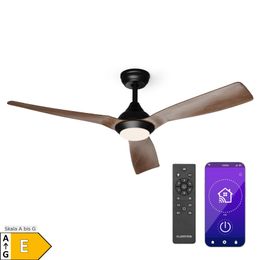 Klarstein Fiji Flow 2-in-1-Deckenventilator 132 cm LED Fernbedienung App-Steuerung 2 Laufrichtungen dimmbar